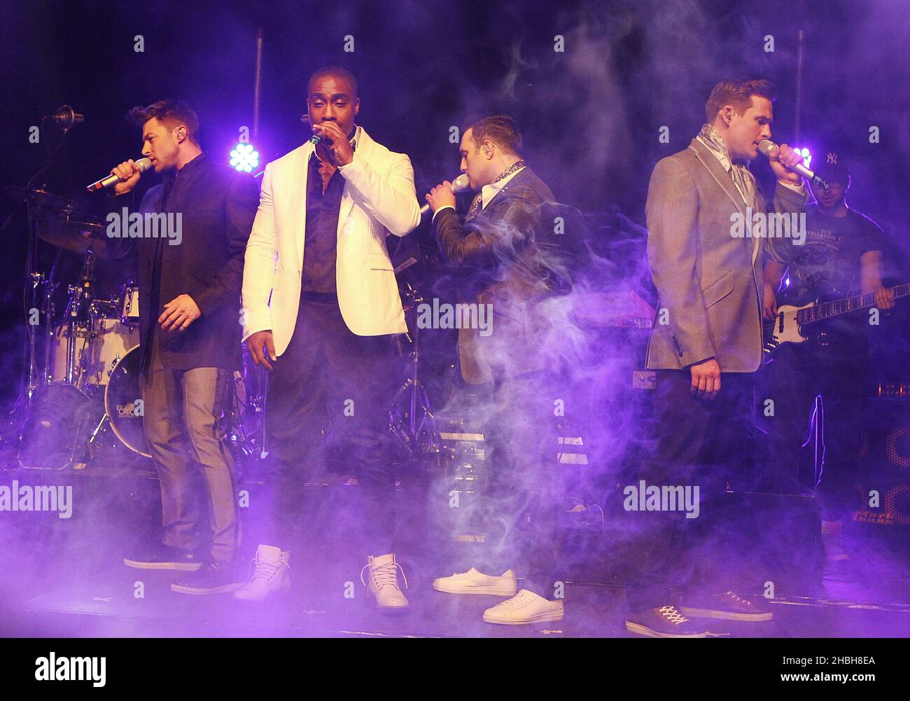 Duncan James, Simon Webbe,Lee Ryan and Anthony Costa of Blue perform at ...
