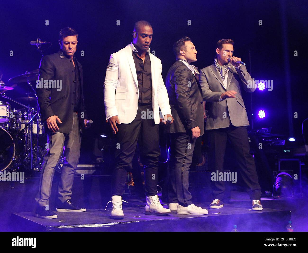 Duncan James, Simon Webbe,Lee Ryan and Anthony Costa of Blue perform at ...