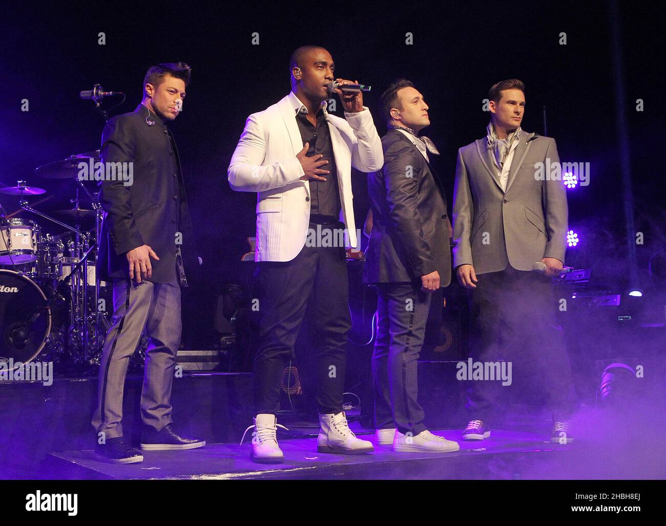 Duncan James, Simon Webbe,Lee Ryan and Anthony Costa of Blue perform at ...