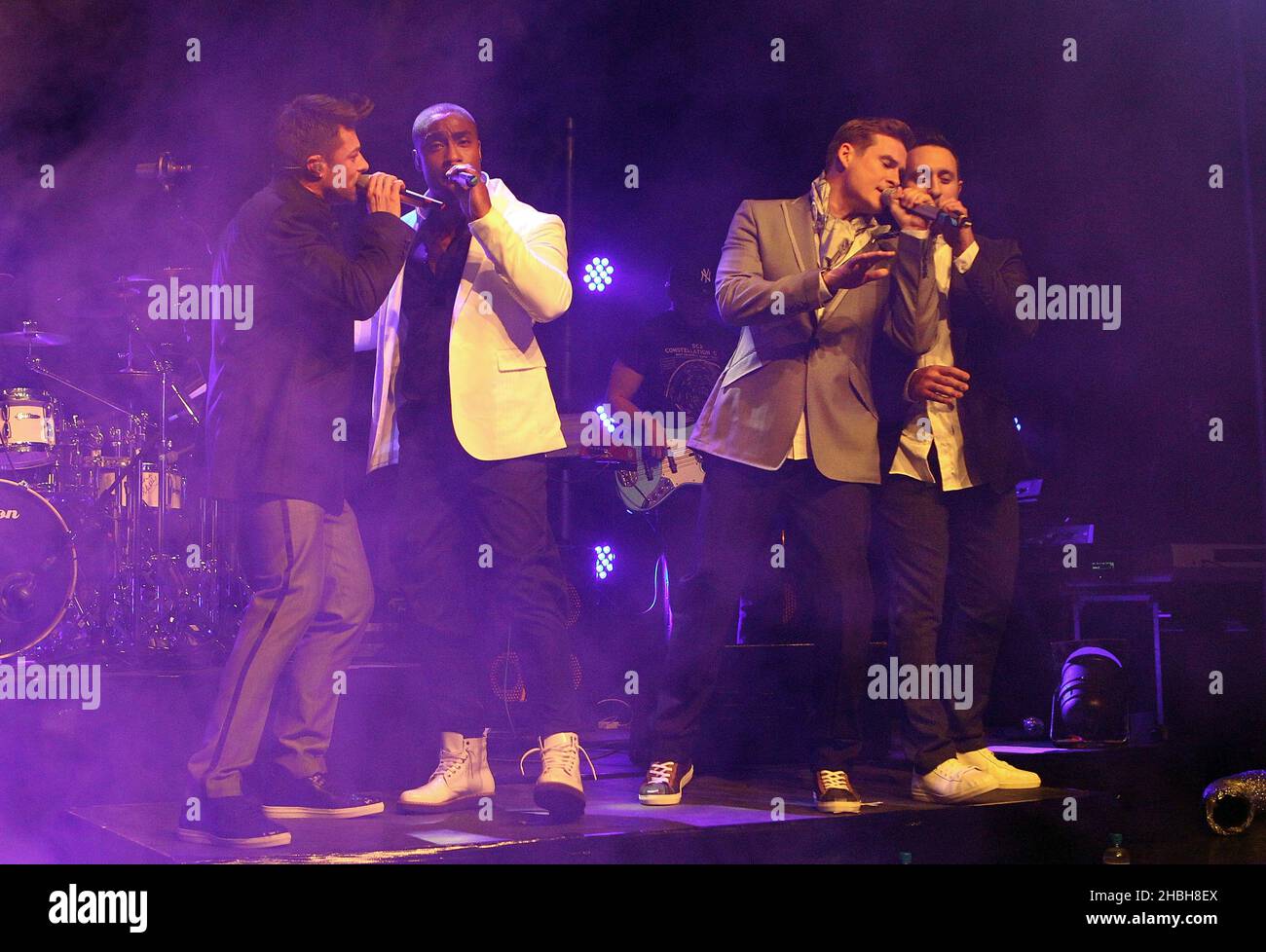 Duncan James, Simon Webbe,Lee Ryan and Anthony Costa of Blue perform at ...