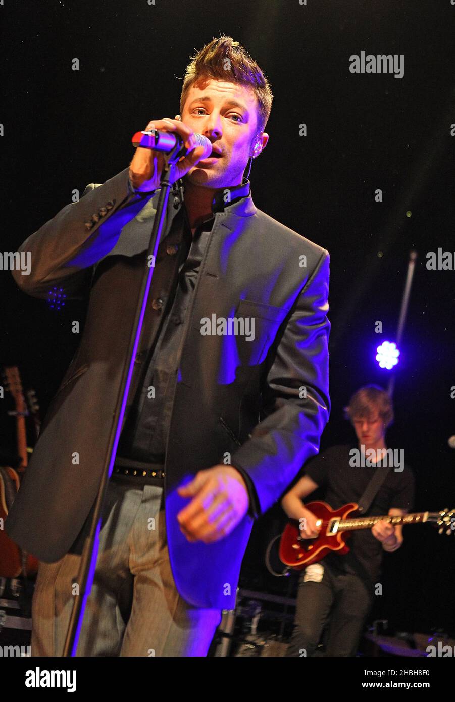 Duncan James of Blue performs at the Shepherd's Bush Empire in London ...