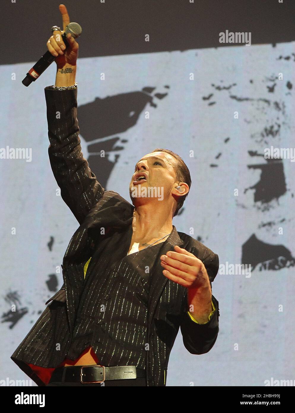 David Gahan of Depeche Mode performs on stage at the 02 Arena in London ...
