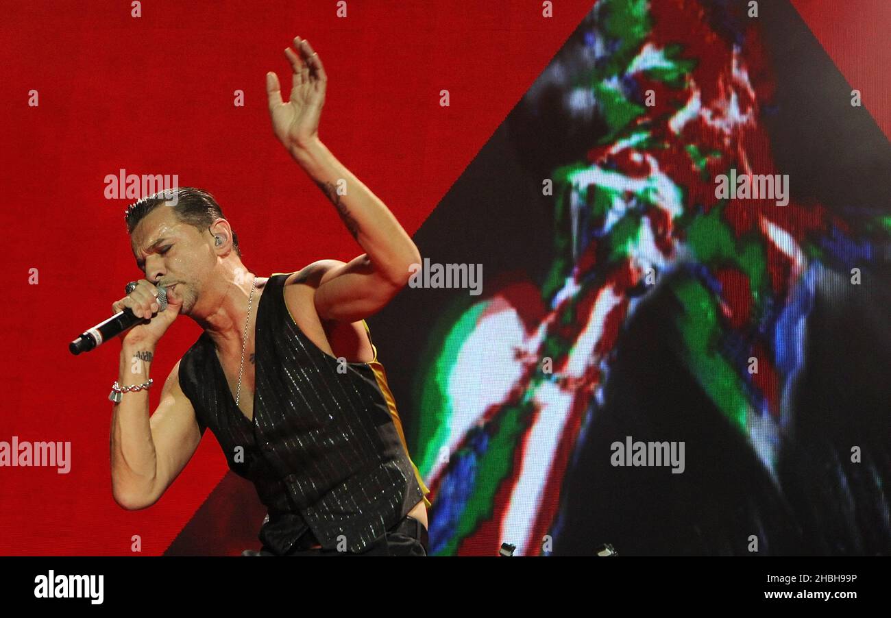 David Gahan of Depeche Mode performs on stage at the 02 Arena in London ...