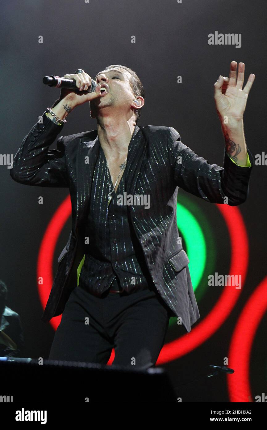 David Gahan of Depeche Mode performs on stage at the 02 Arena in London ...