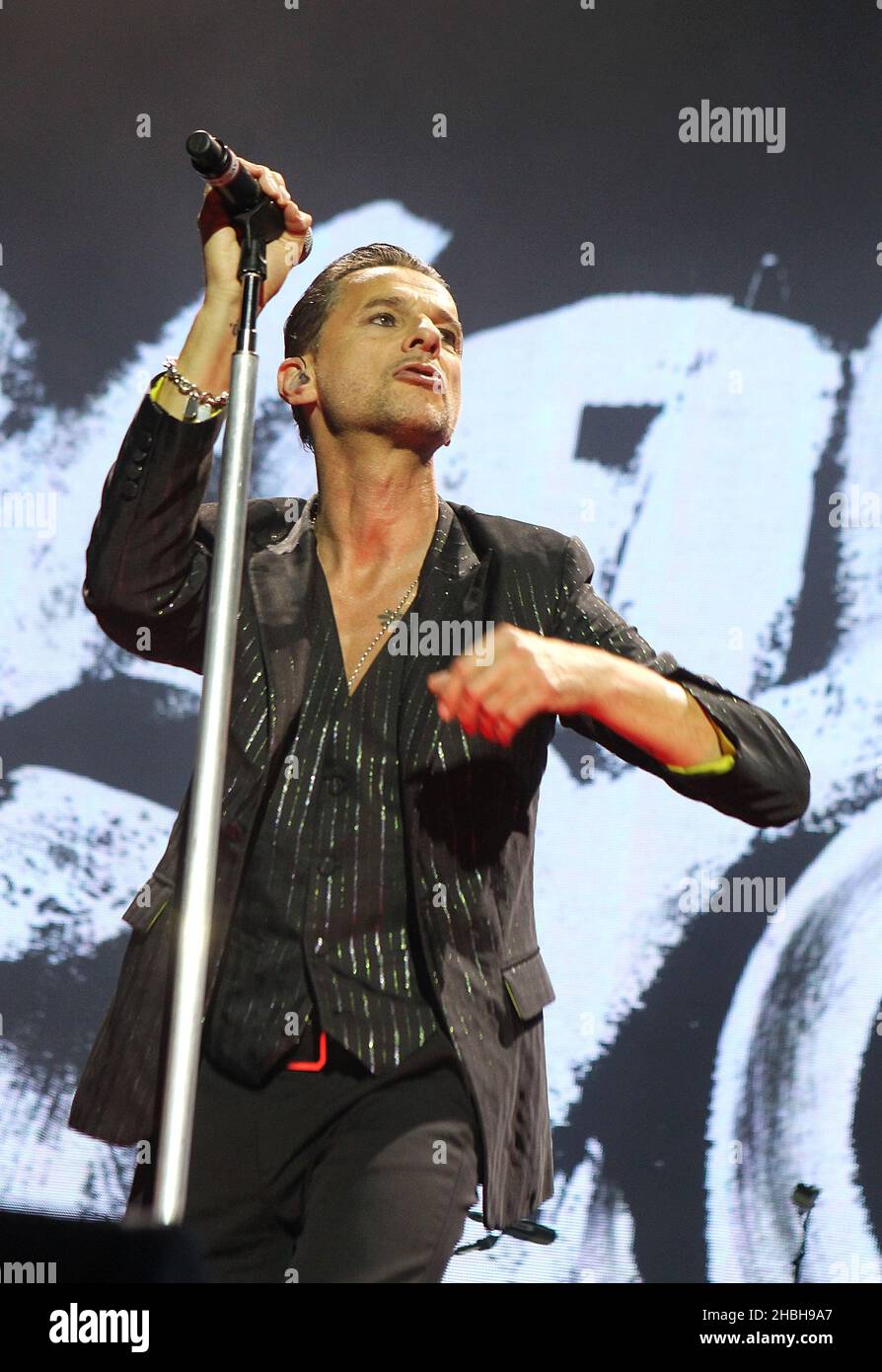 David Gahan of Depeche Mode performs on stage at the 02 Arena in London ...