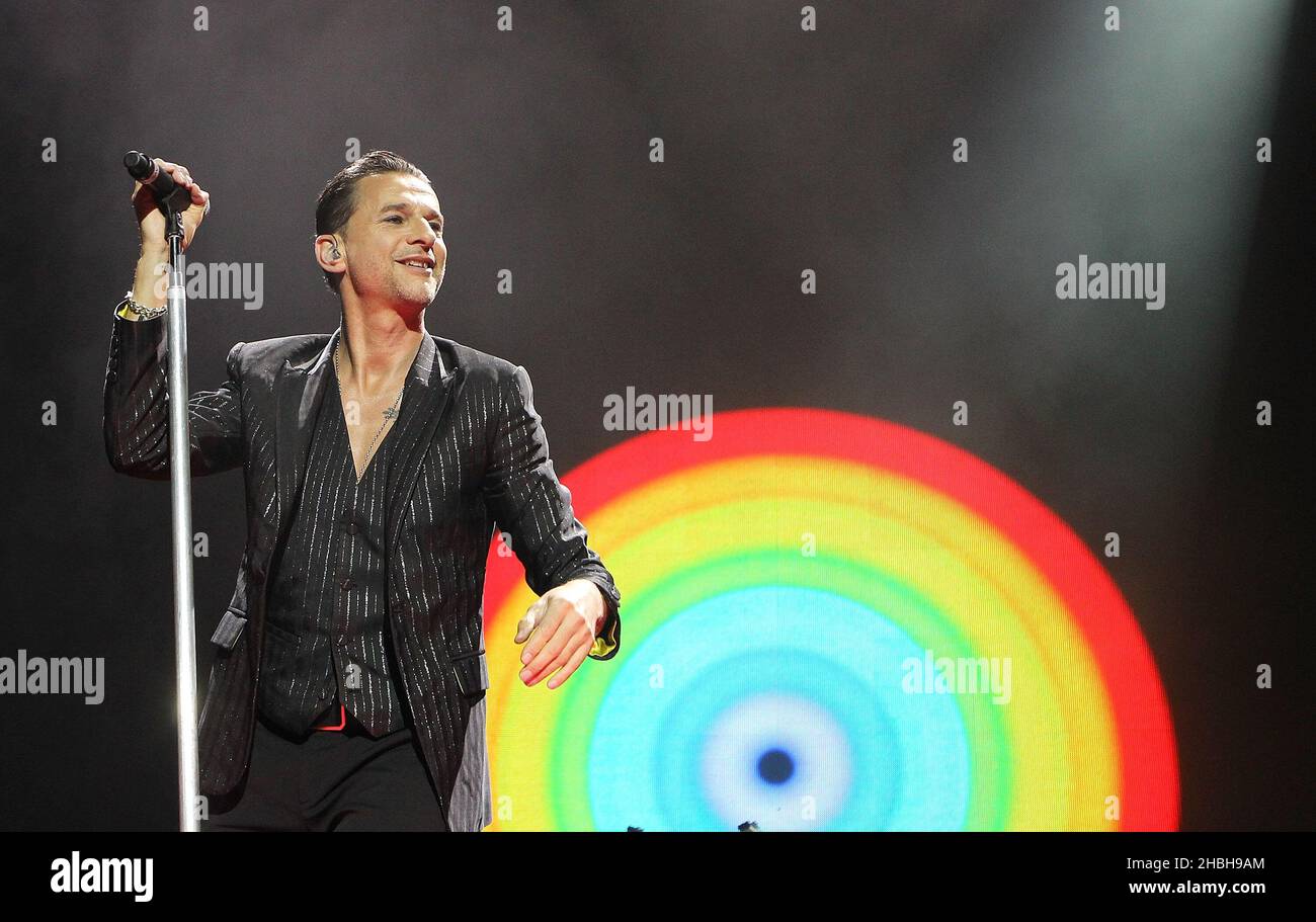 David Gahan of Depeche Mode performs on stage at the 02 Arena in London ...