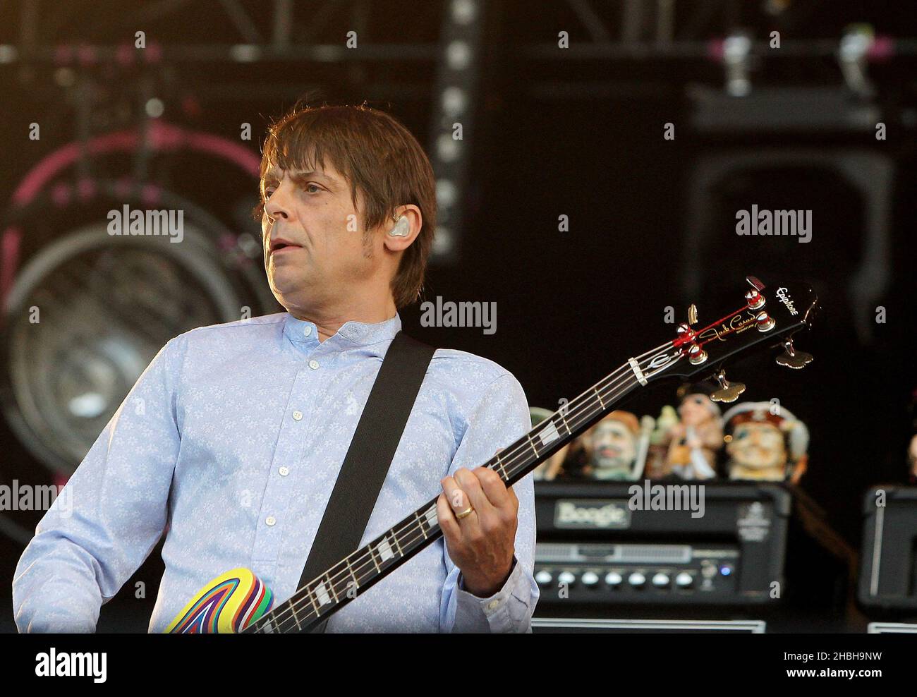 Mani of Stone Roses performs on stage at Finsbury Park in London Stock ...