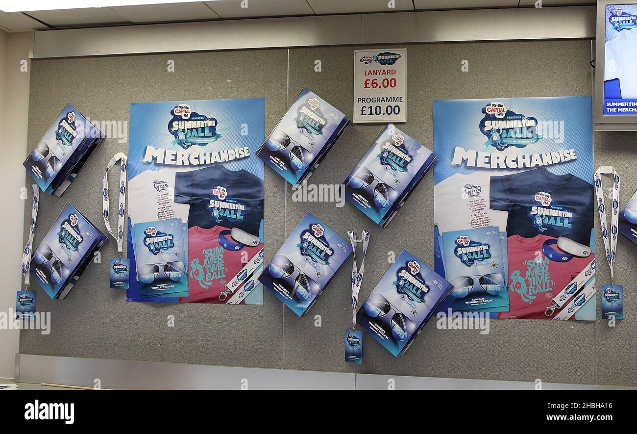 Merchandising at Capital FM's Summertime Ball at Wembley Stadium ...