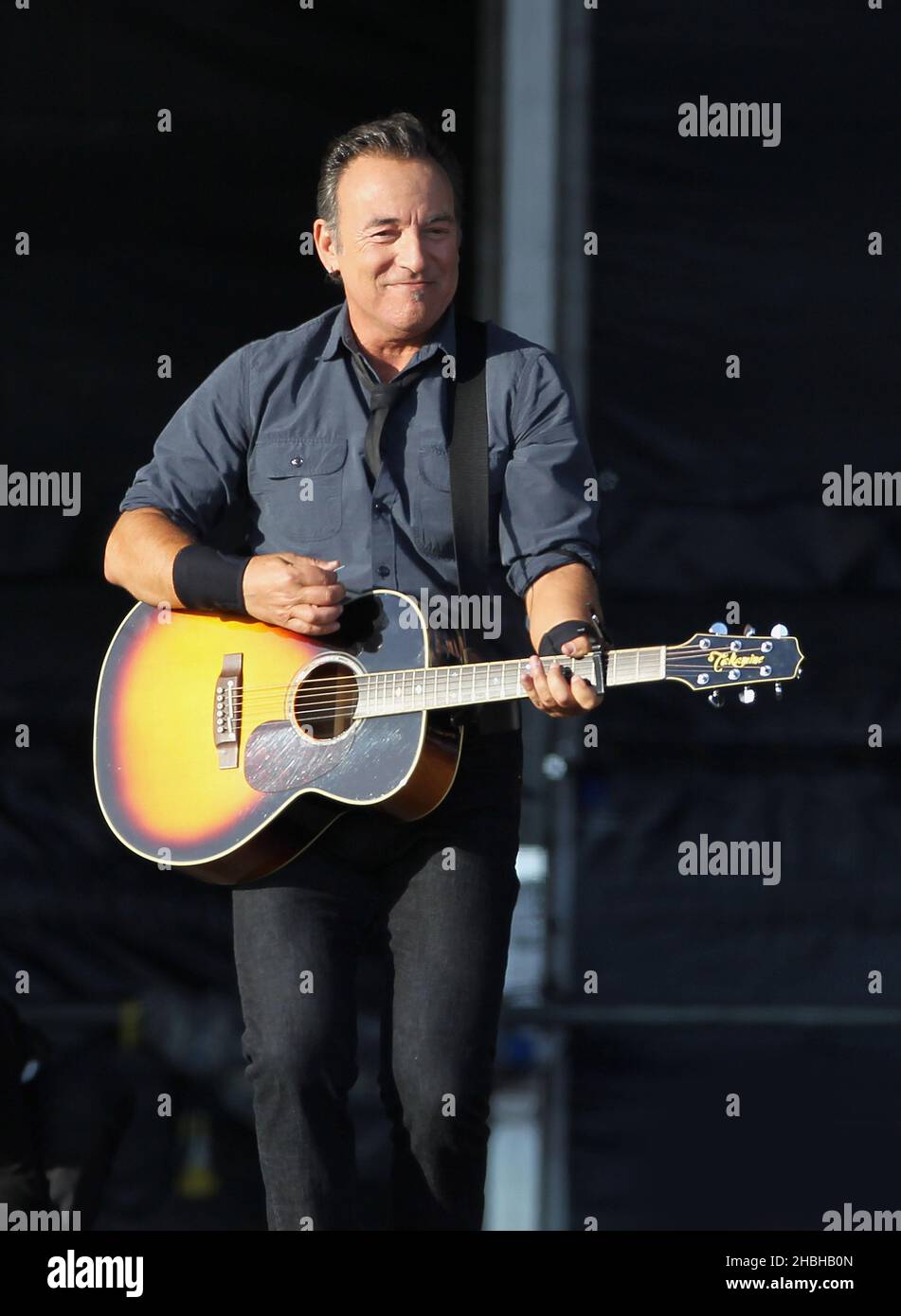 Headliner Bruce Springsteen performs on stage during day 2 of Hard Rock ...