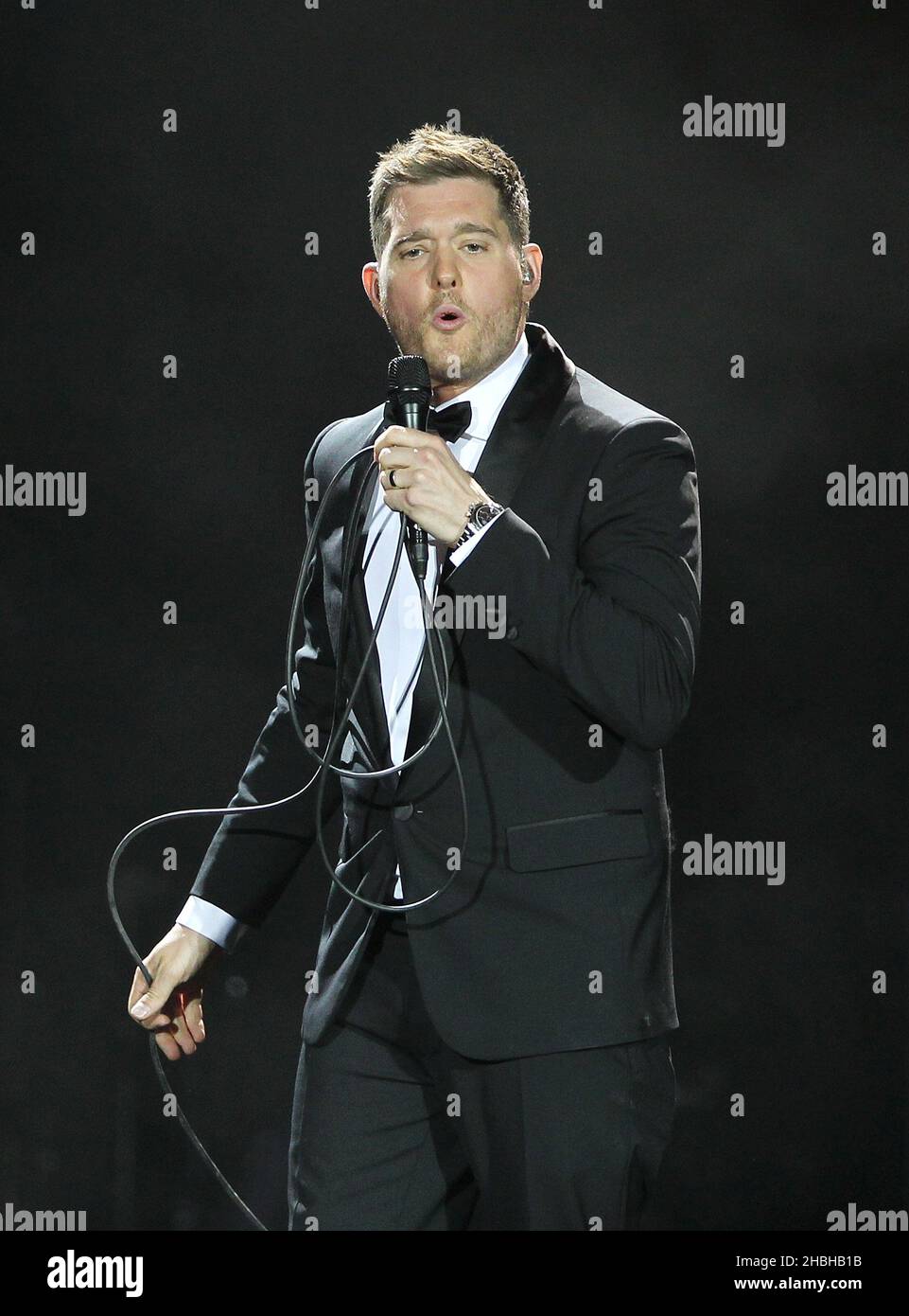 Michael Buble performs on stage at the 02 Arena in London Stock Photo ...