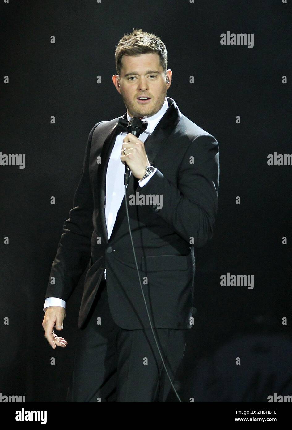 Michael Buble performs on stage at the 02 Arena in London Stock Photo ...