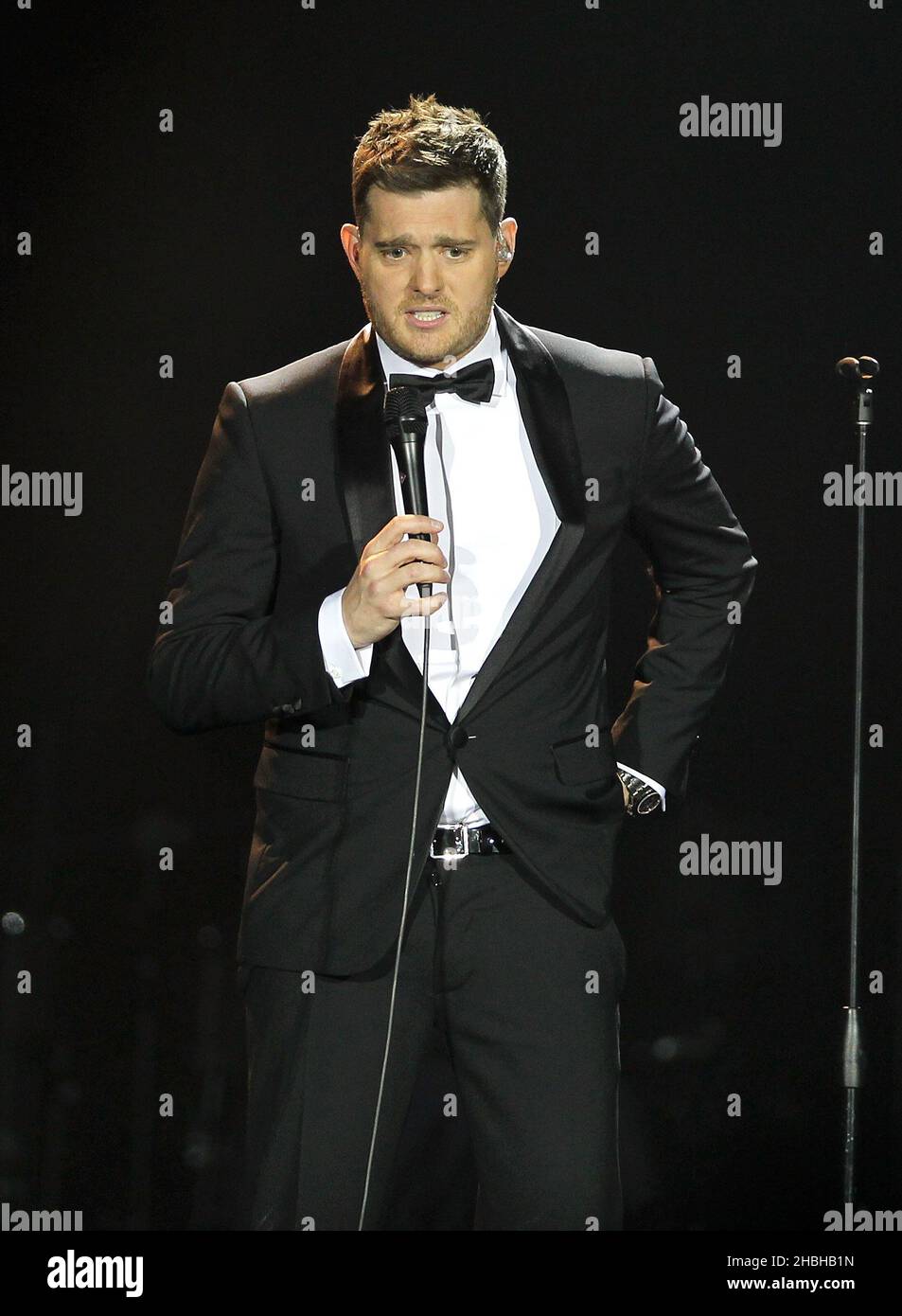 Michael Buble performs on stage at the 02 Arena in London Stock Photo ...