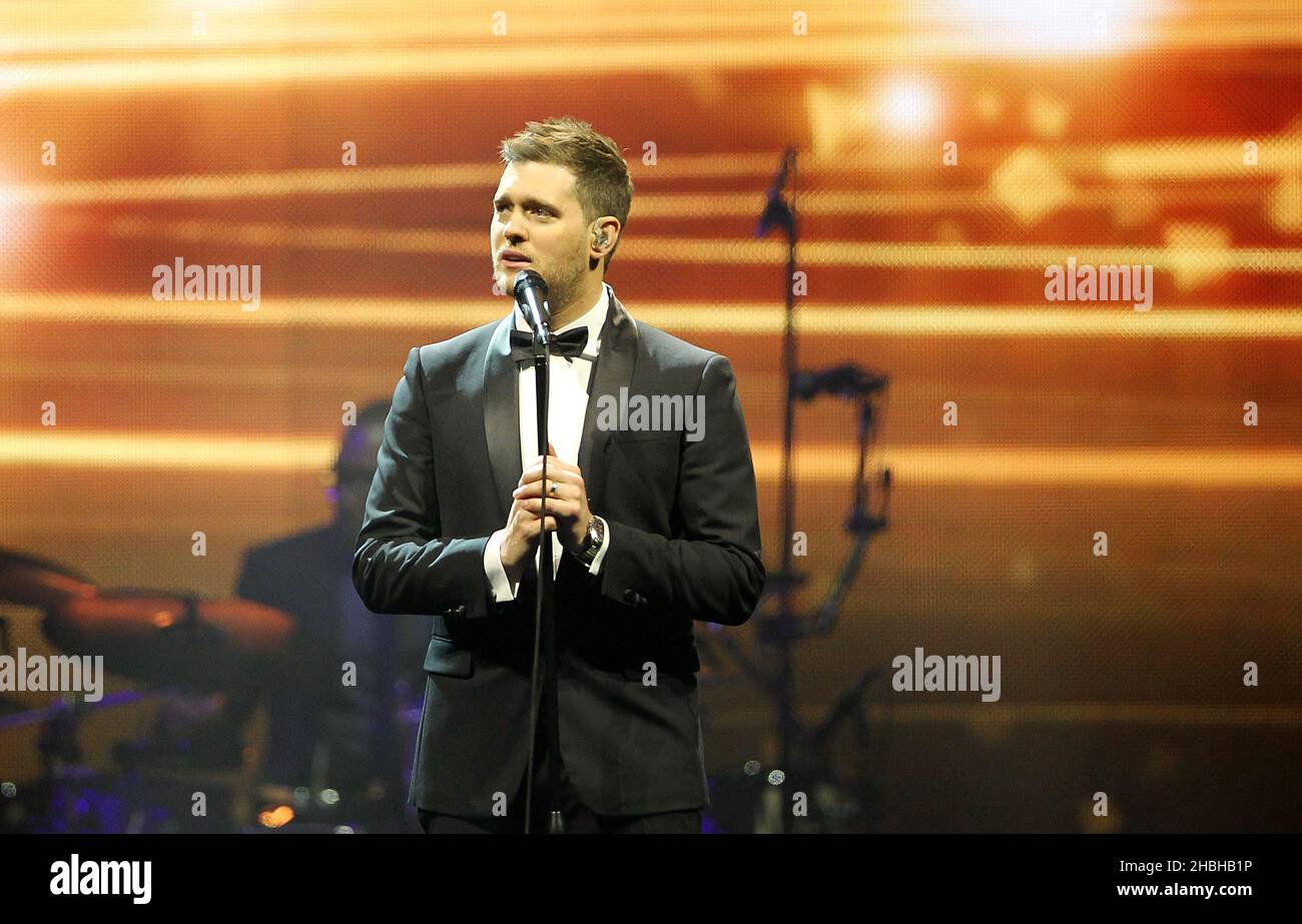 Michael Buble performs on stage at the 02 Arena in London Stock Photo ...