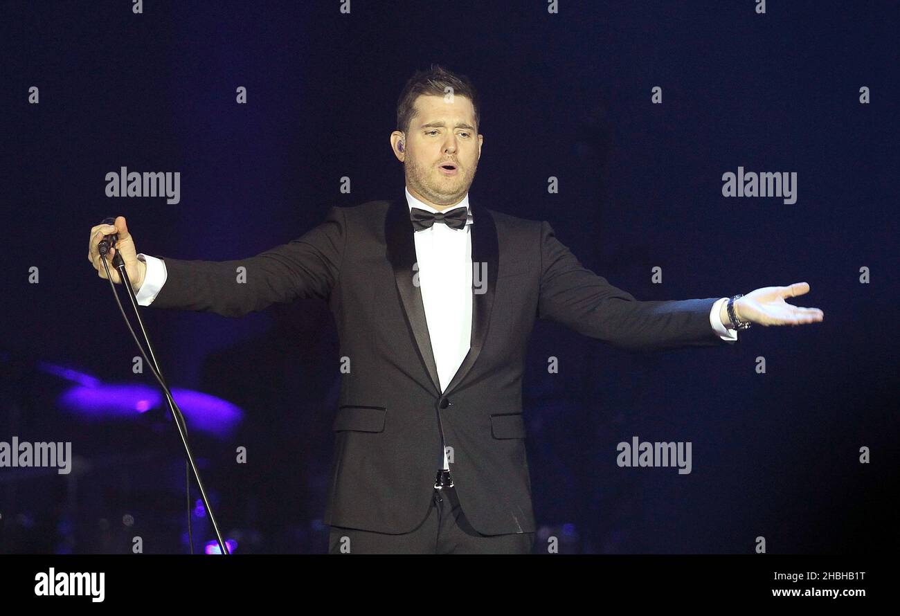Michael Buble live in concert at the O2 Arena in London Stock Photo - Alamy