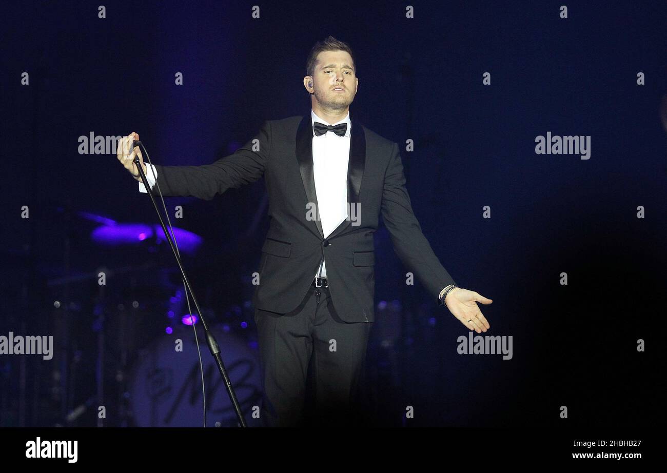 Michael Buble live in concert at the O2 Arena in London Stock Photo - Alamy