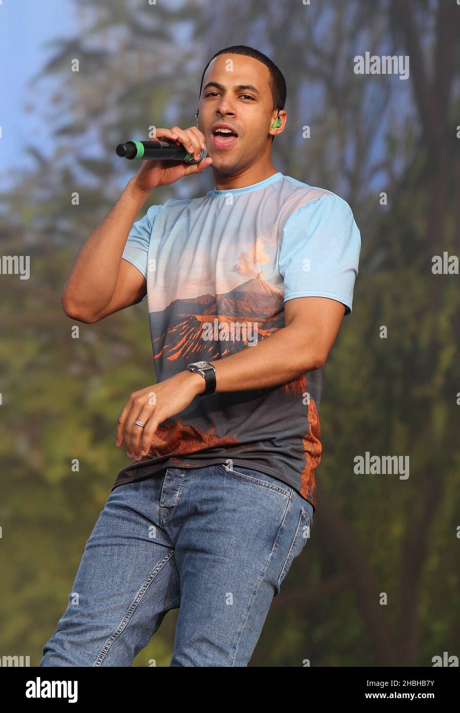 Marvin Humes of JLS performs on stage at Barclay's Summertime Festival ...