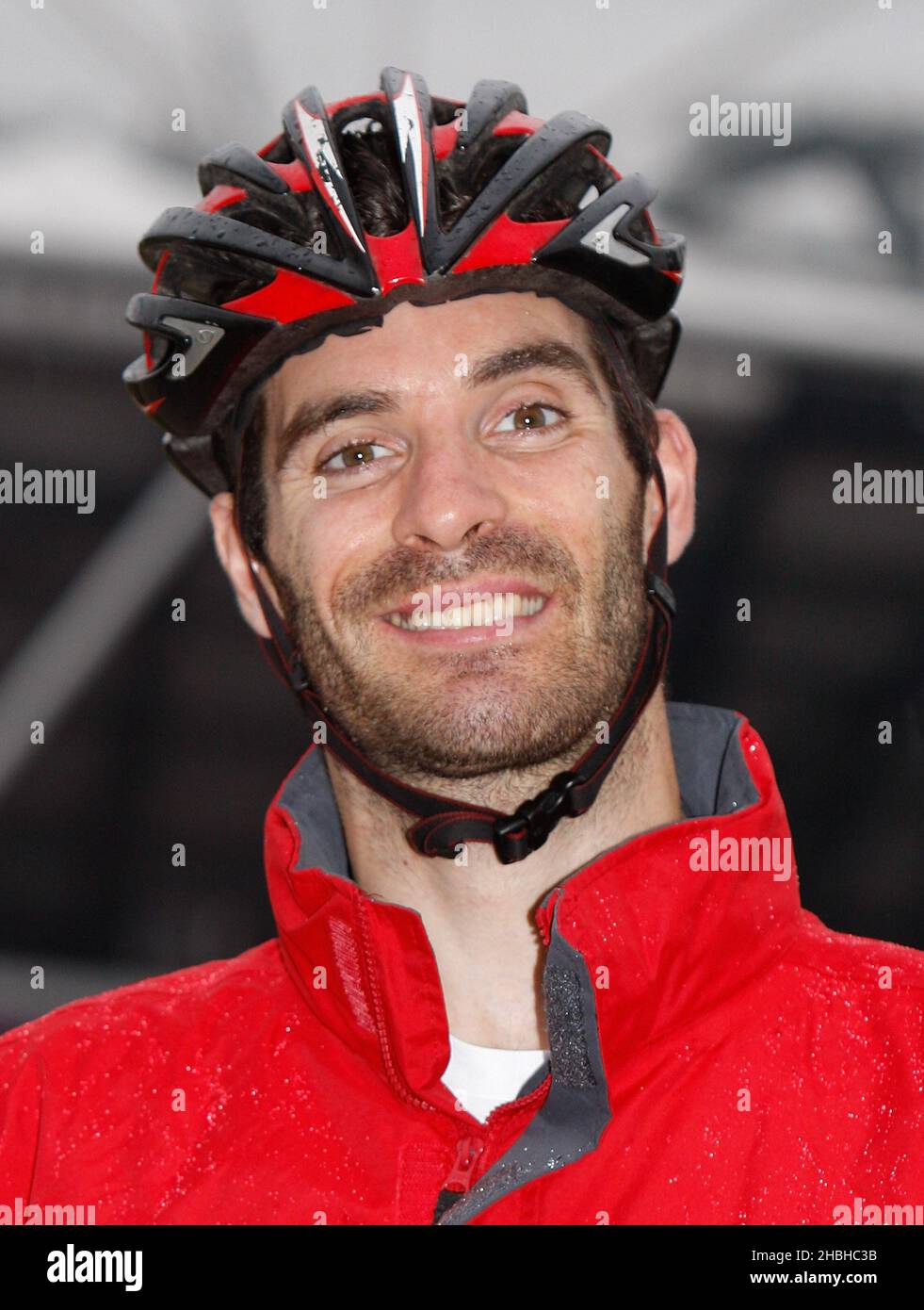 Paralympic Gold Medalist David Stone gets on his bike at the launch of ...