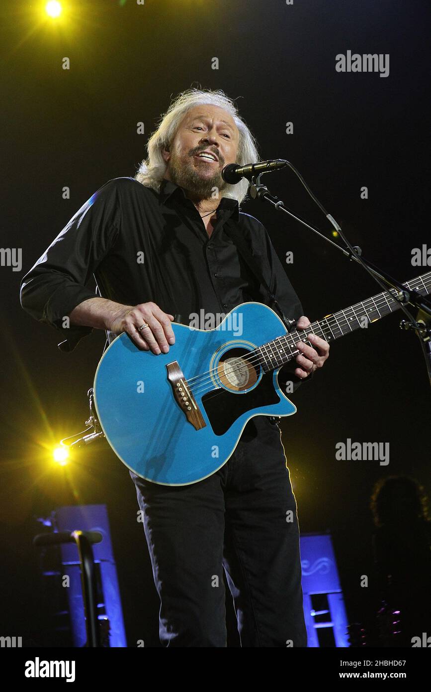Barry Gibb performing live at the O2 Arena in London Stock Photo - Alamy