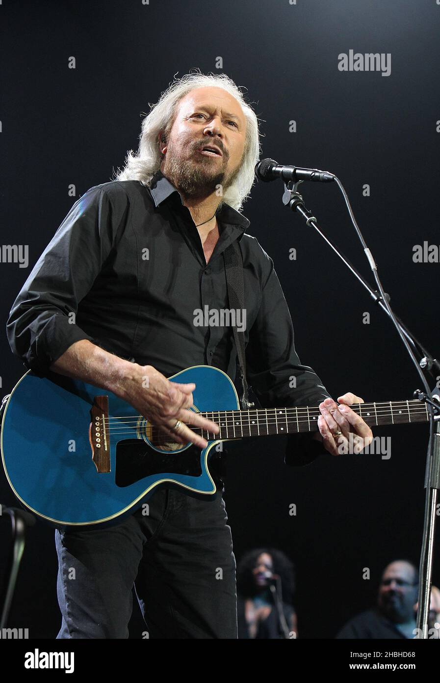 Barry Gibb performing live at the O2 Arena in London Stock Photo - Alamy