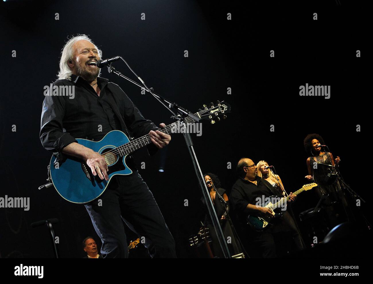 Barry Gibb performing live at the O2 Arena in London Stock Photo - Alamy