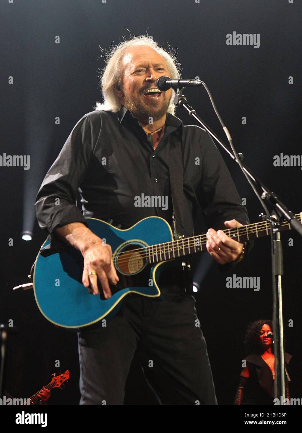 Barry Gibb performing live at the O2 Arena in London Stock Photo - Alamy