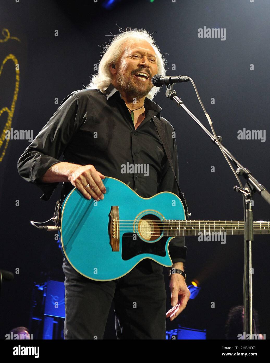 Barry Gibb performing live at the O2 Arena in London Stock Photo - Alamy