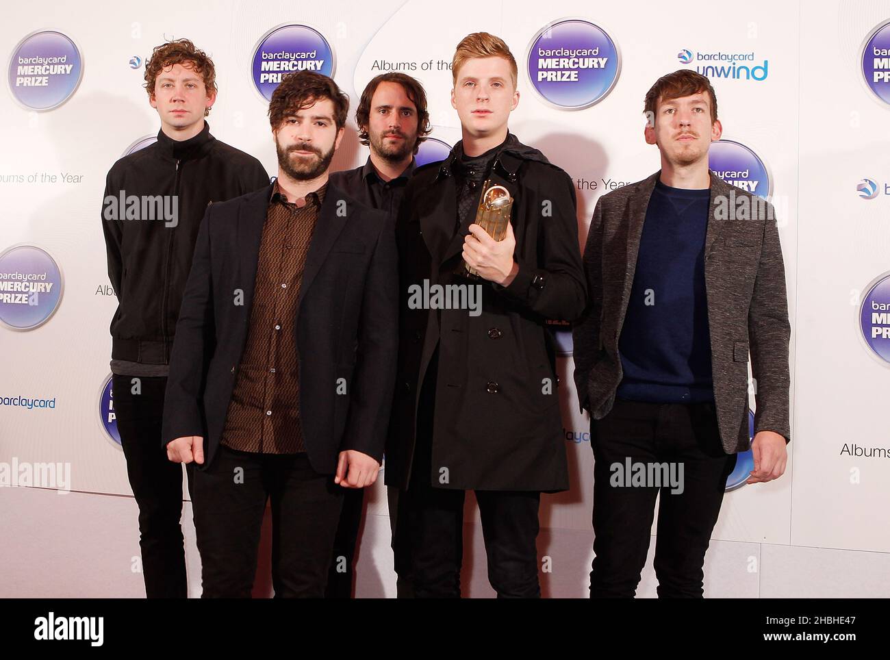 Foals pose with Award at the Barclaycard Mercury Prize Awards Boards at ...