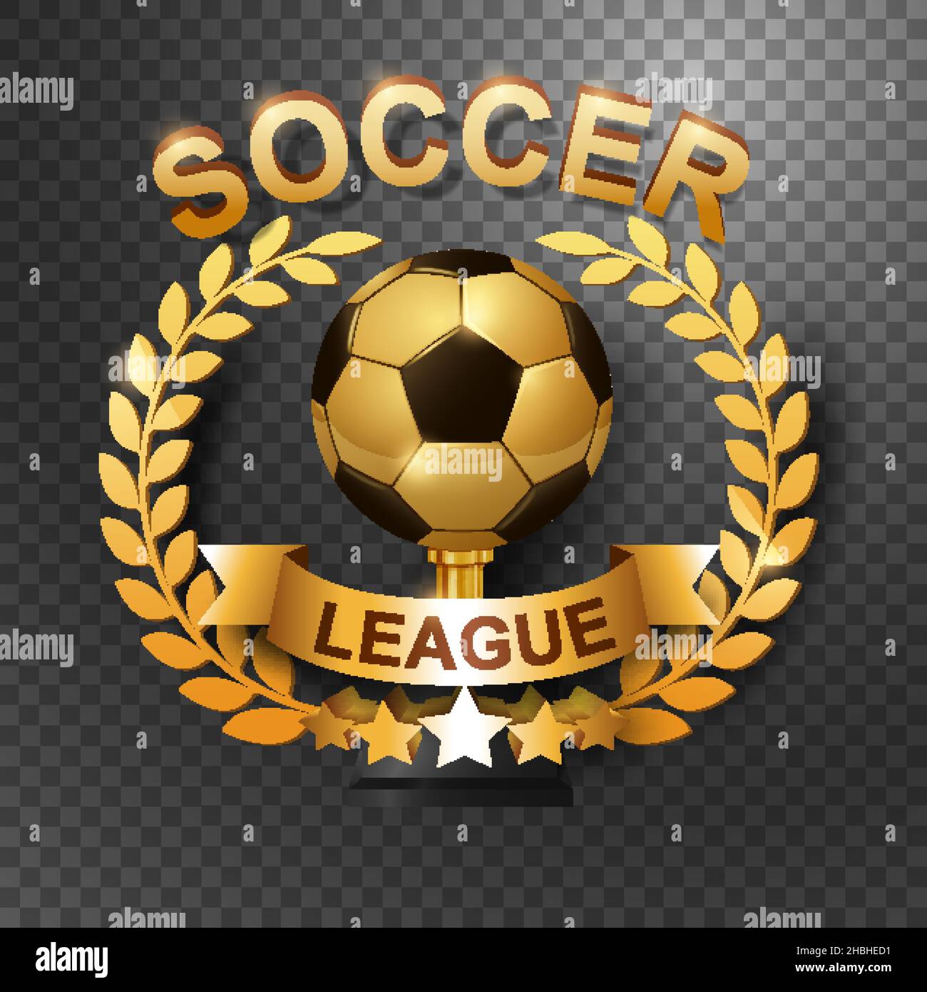 Soccer League Trophy with Gold Laurel Wreath, isolated on transparent ...