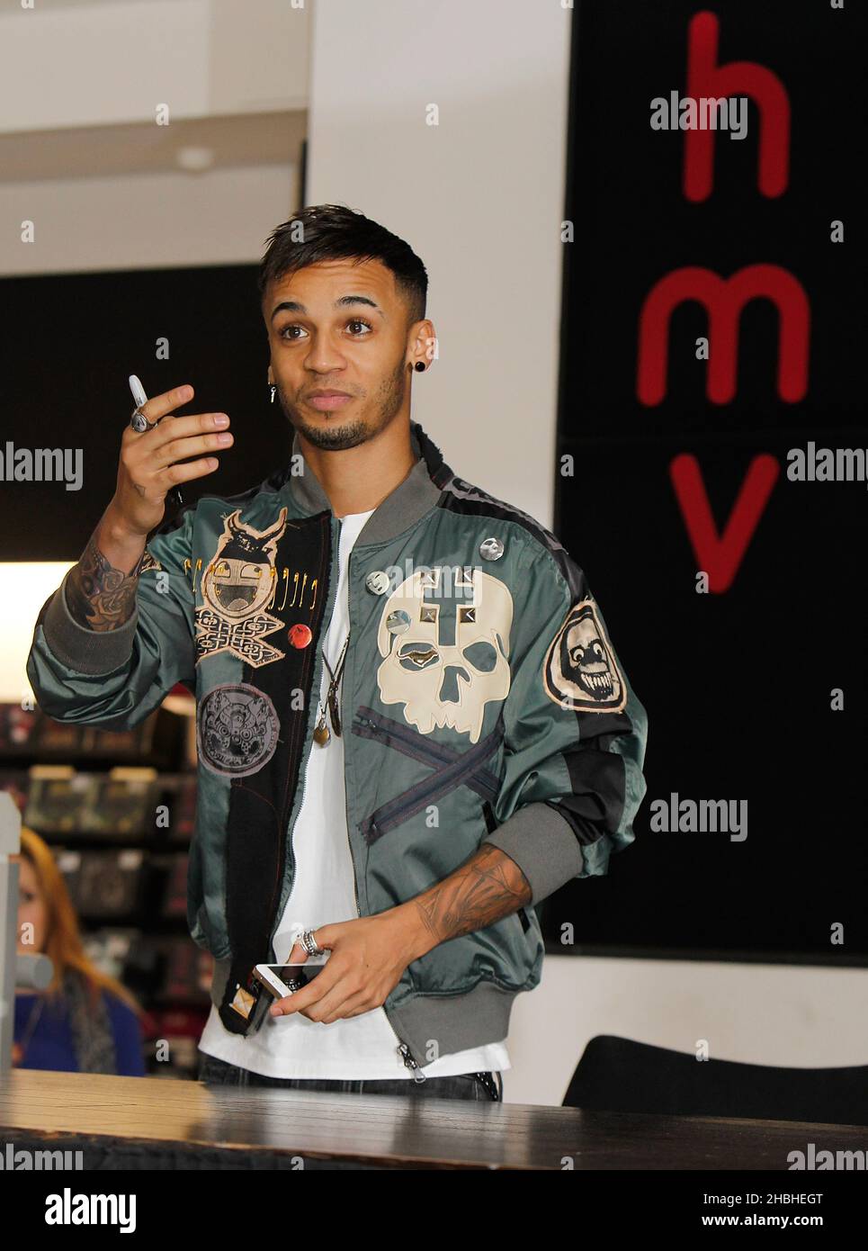 Aston Merrygold of Boyband JLS at the signing of their album 'Goodbye ...