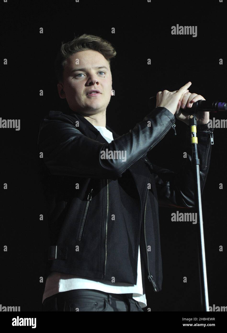 Conor Maynard performs on stage as support for Will.I.Am at the 02 ...