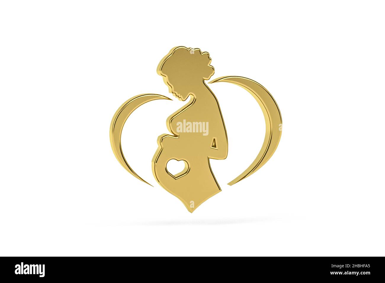 Golden 3d pregnant woman icon isolated on white background - 3d render ...