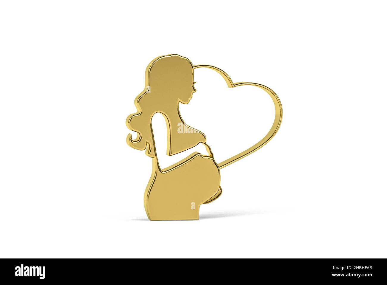 Golden 3d pregnant woman icon isolated on white background - 3d render ...