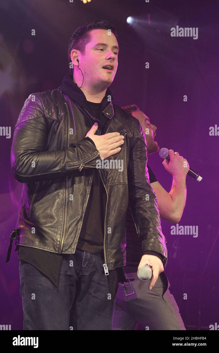 Tony Lundon of Liberty X performs on stage at G-A-Y Heaven in London ...