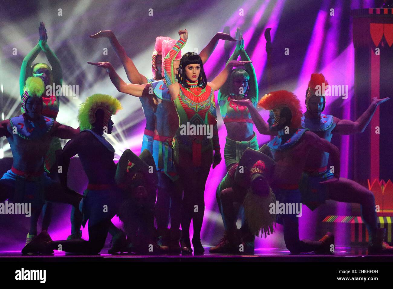 Katy perry performing at the o2 arena london hi-res stock photography ...