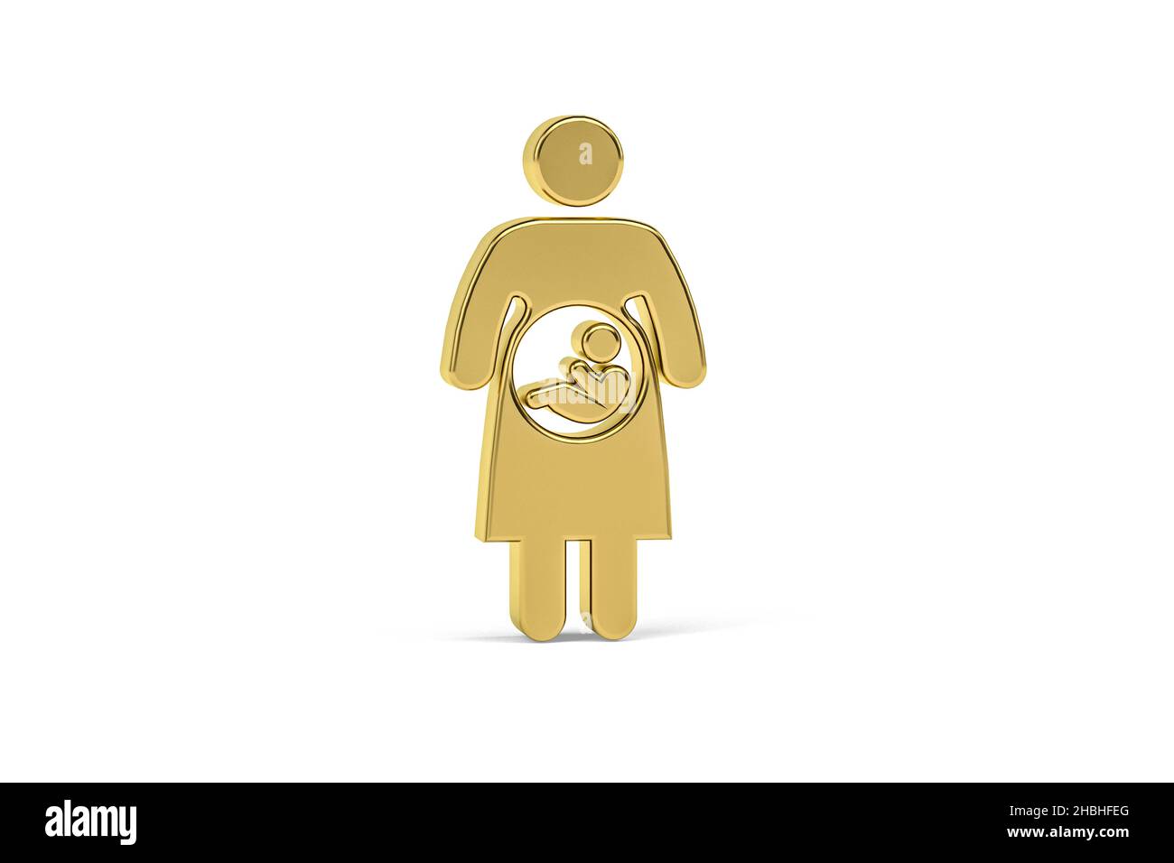 Golden 3d pregnant woman icon isolated on white background - 3d render ...