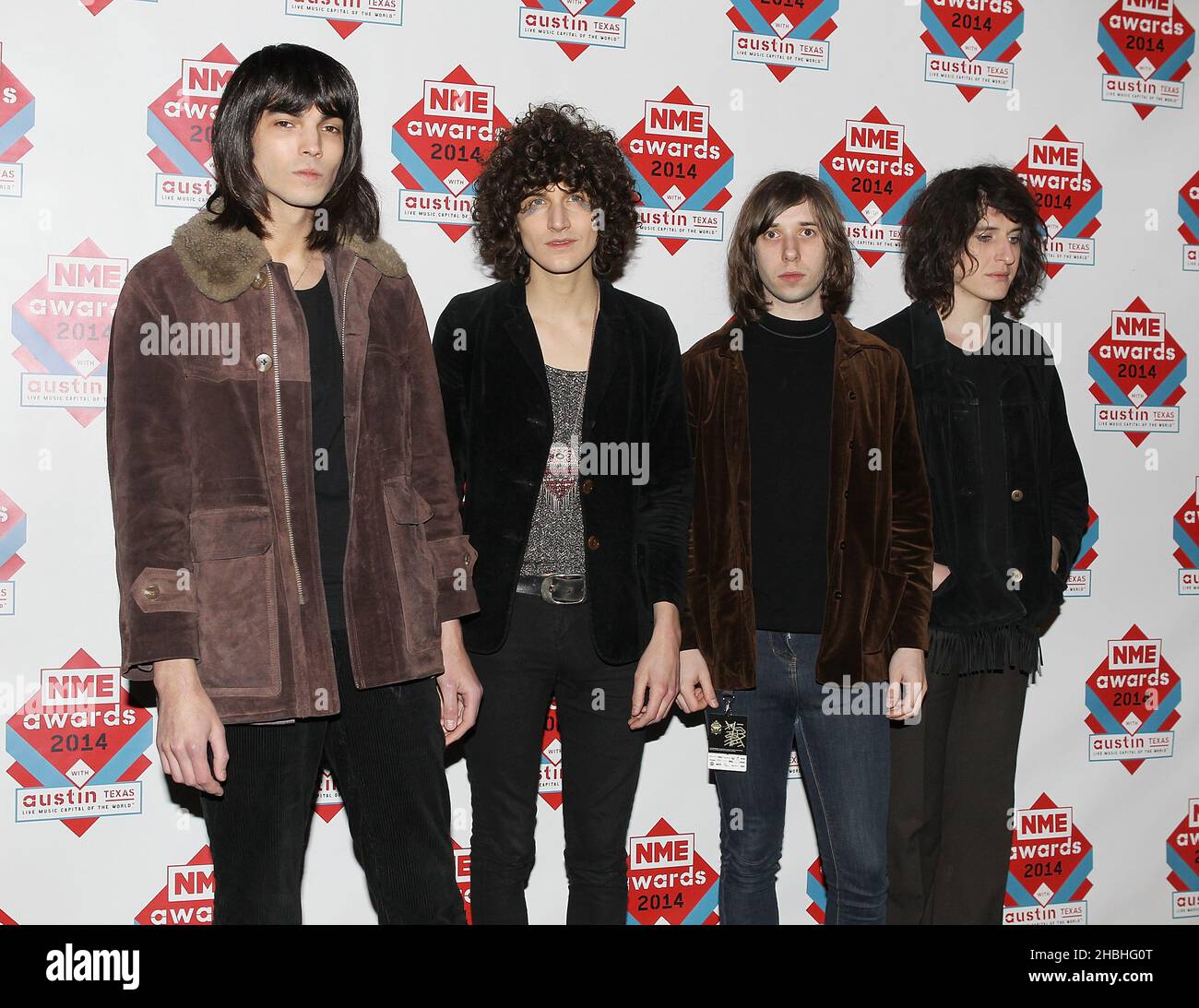James Bagshaw (second from left) and his band Temples attending the NME ...