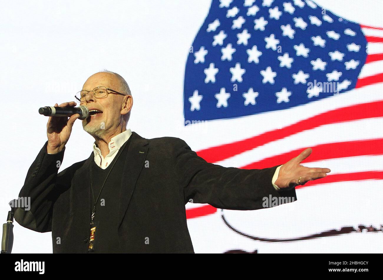 Bob Harris on stage at the Country to Country Festival at the 02 Arena ...