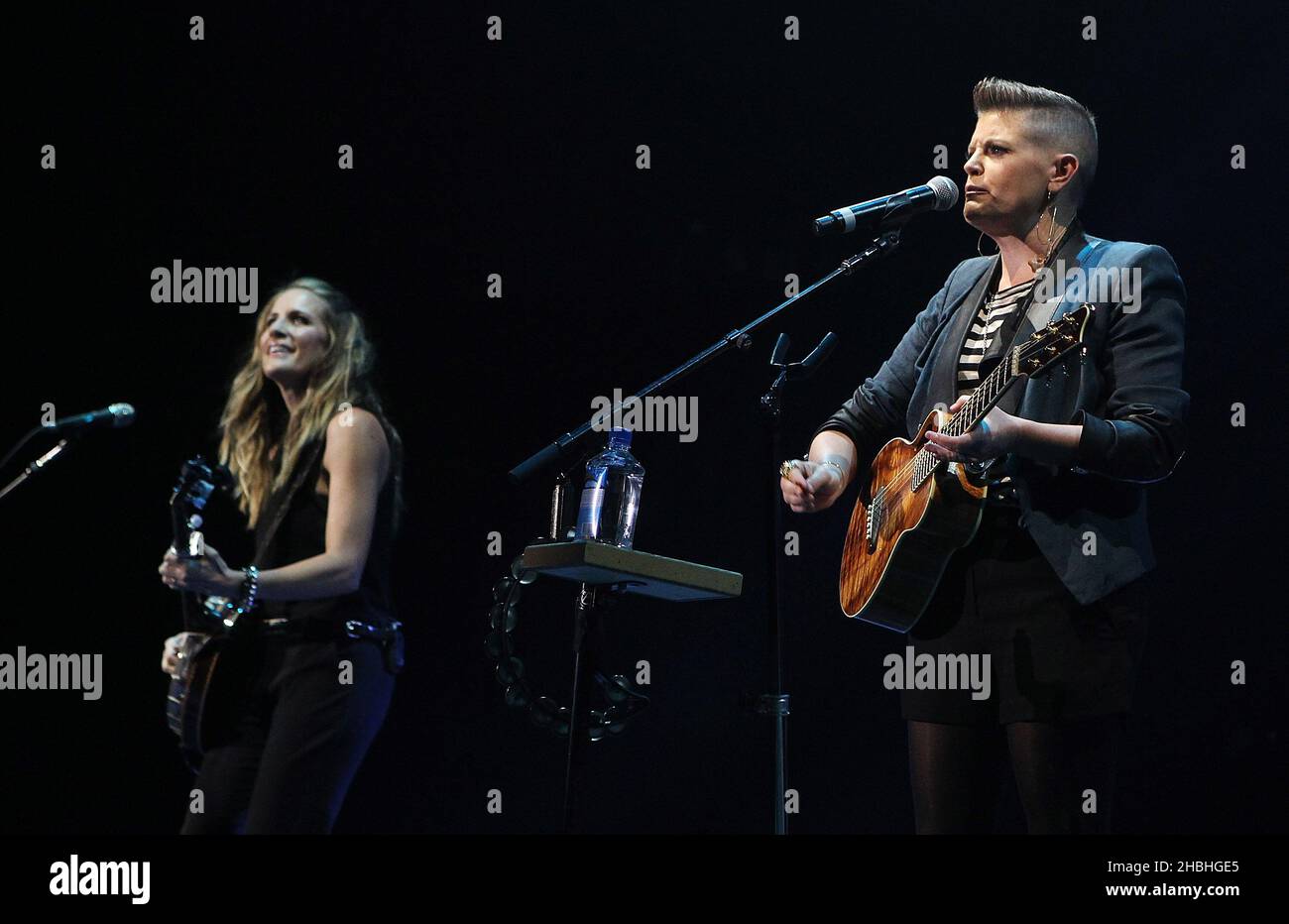 Emily Robison and Natalie Mains of The Dixie Chicks performs on stage ...