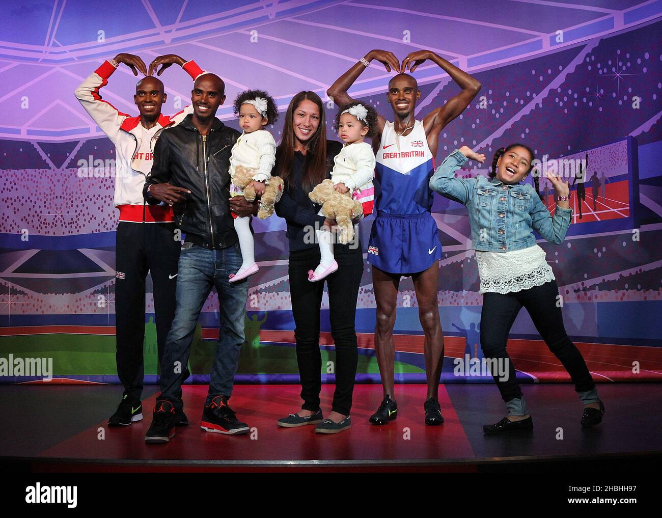 Mo Farah, wife Tania Nell and their daughters Amani, Aisha and Rhianna ...