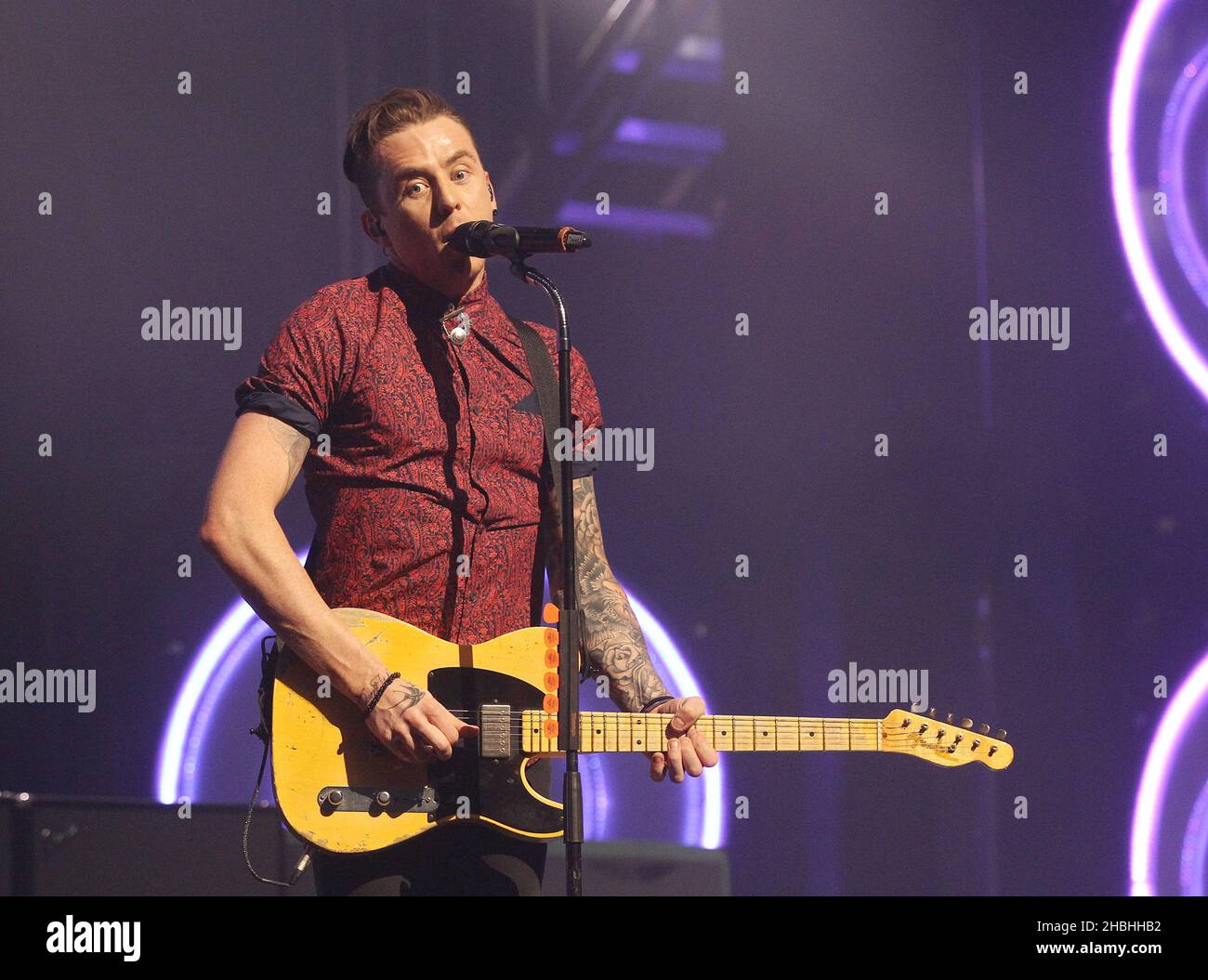 Danny Bourne of McBusted performs at the 02 Arena in London Stock Photo ...