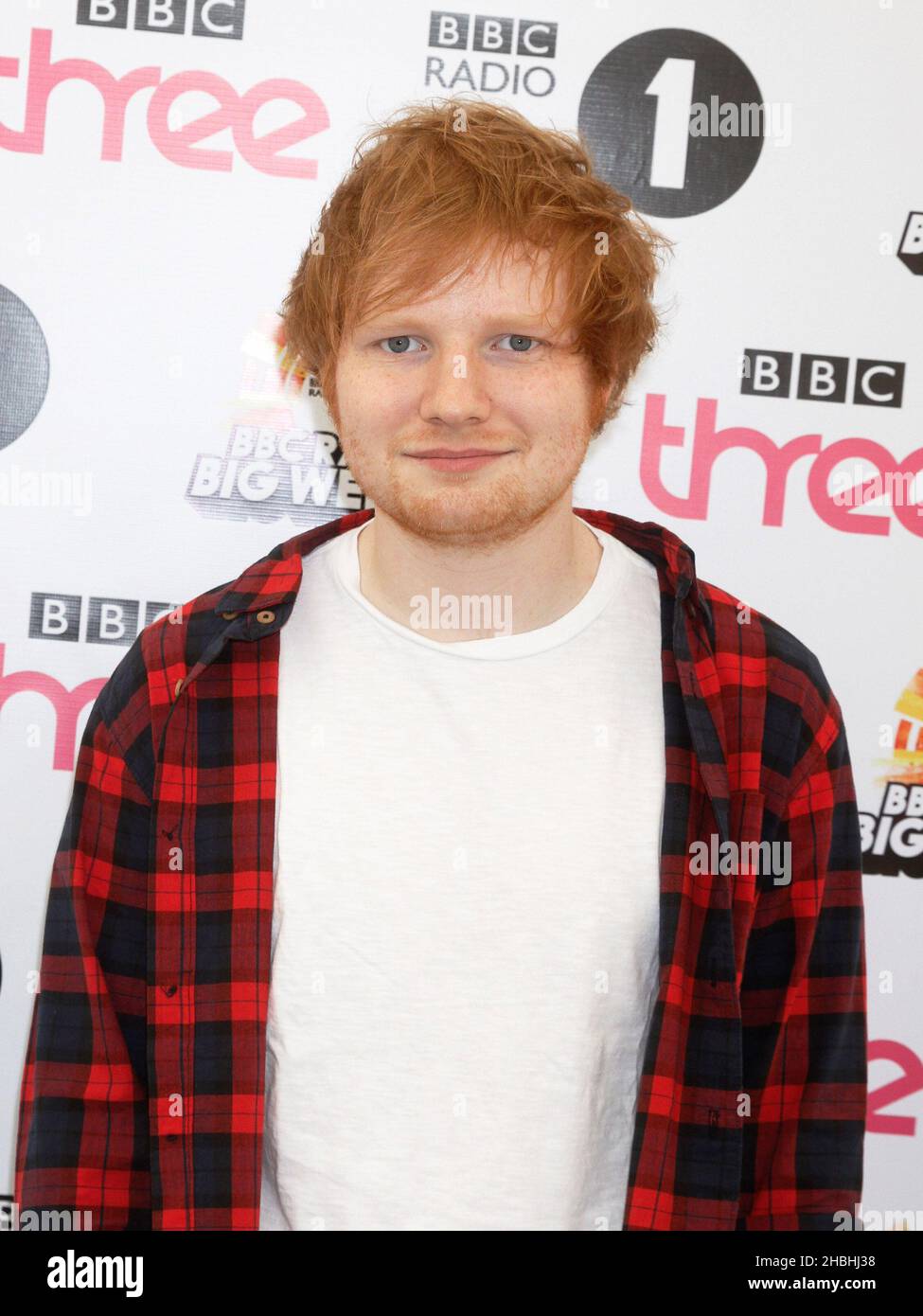 Ed Sheeran poses backstage during the BBC Radio 1 Big Weekend Festival ...