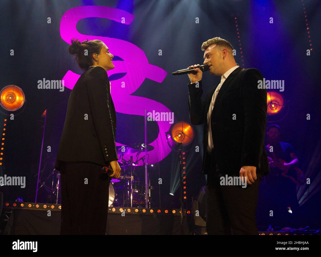 Jessie Ware performs on stage with Sam Smith at London's Roundhouse ...
