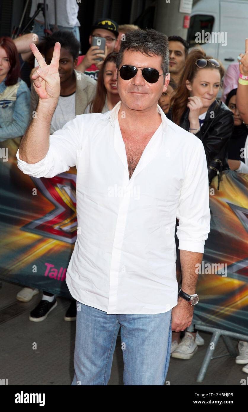 Simon Cowell arrives at the X Factor Auditions at the Emirates Stadium ...