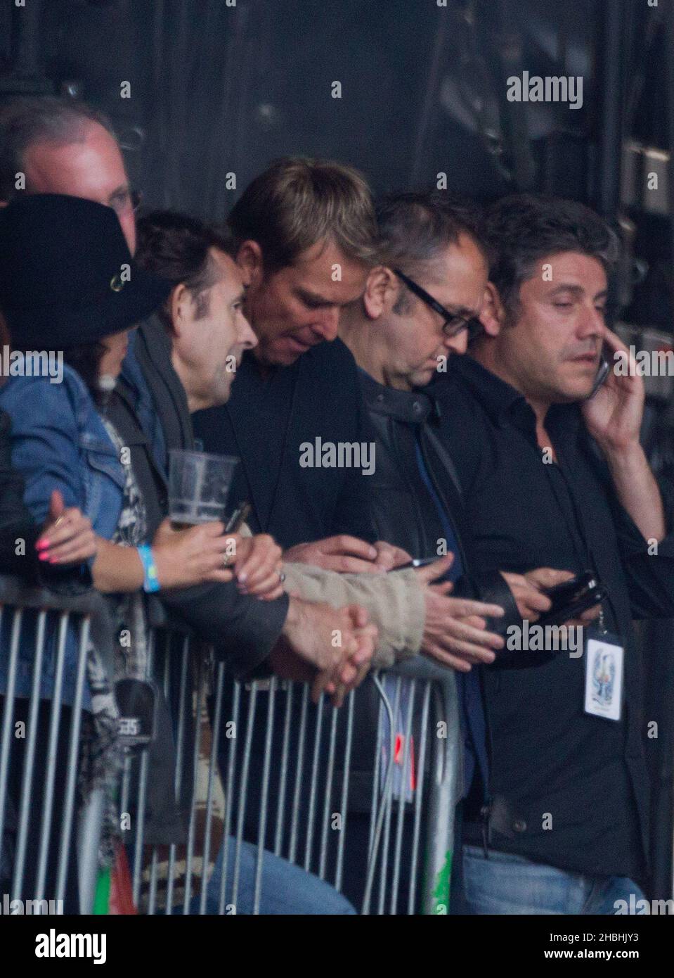 Shane Warne on side of stage waiting for Aerosmith to perform at the ...