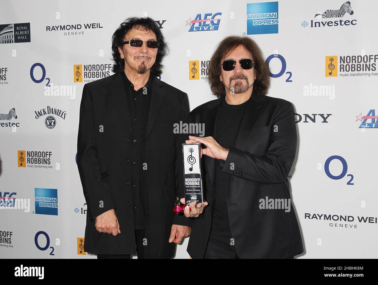 Tony Iommi (left) and Geezer Butler of Black Sabbath with their ...