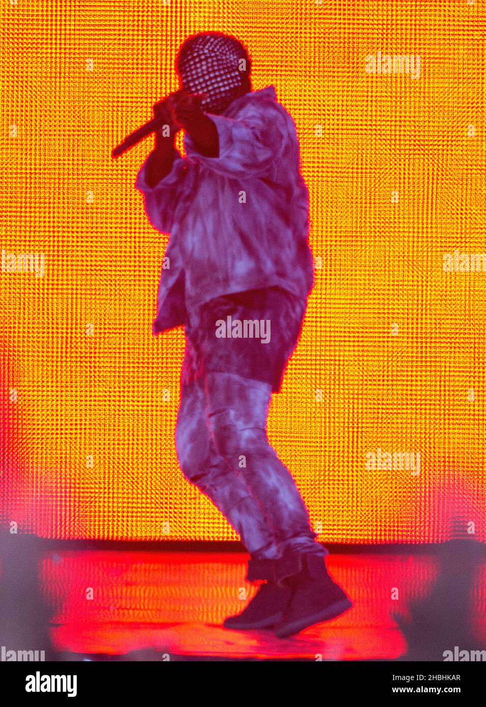 Kanye West performs on stage at the Wireless Festival in Finsbury Park ...