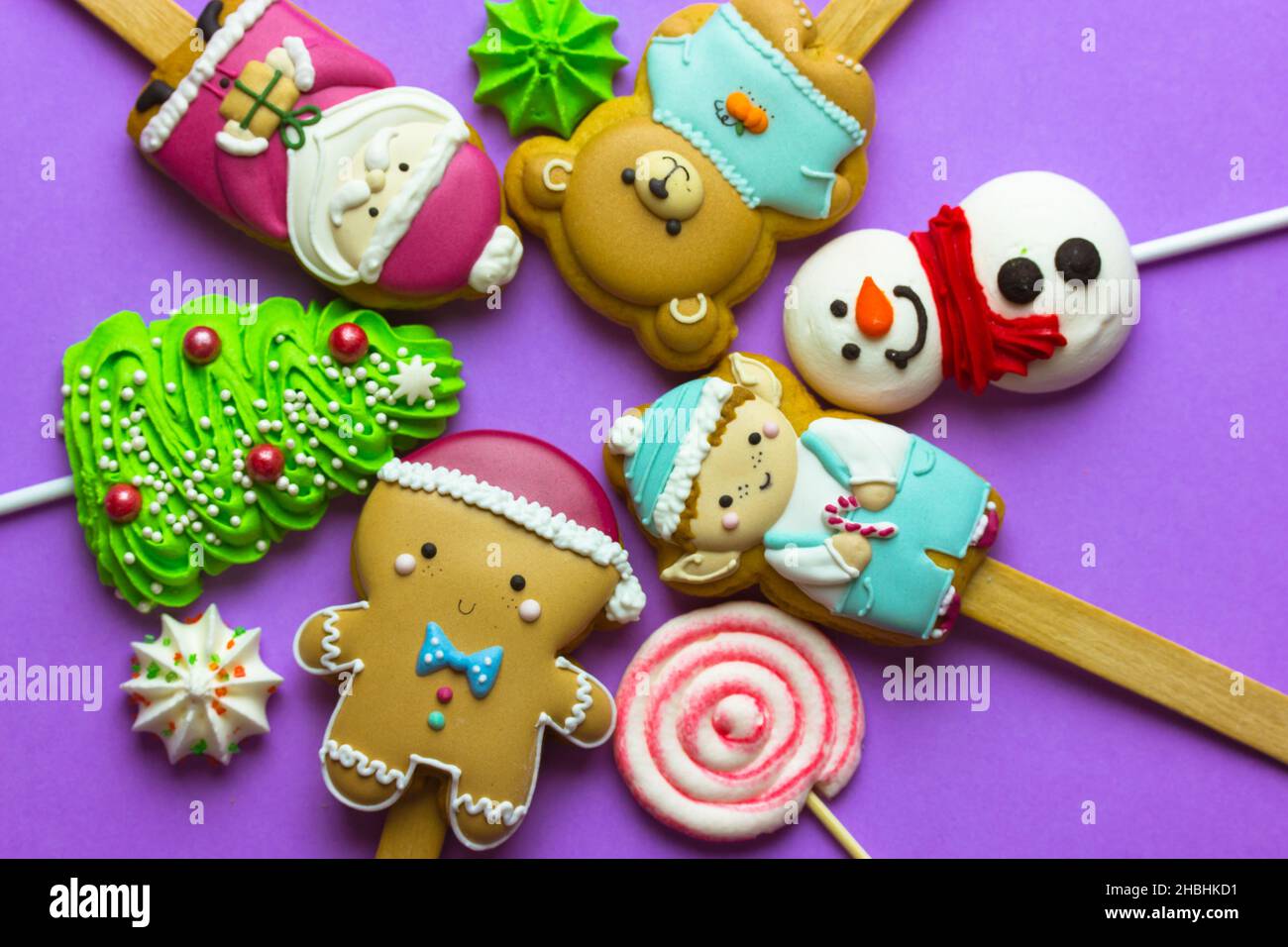 Cookies shape of Santa, elf, Gingerbread man, snowman, bear, New Year ...