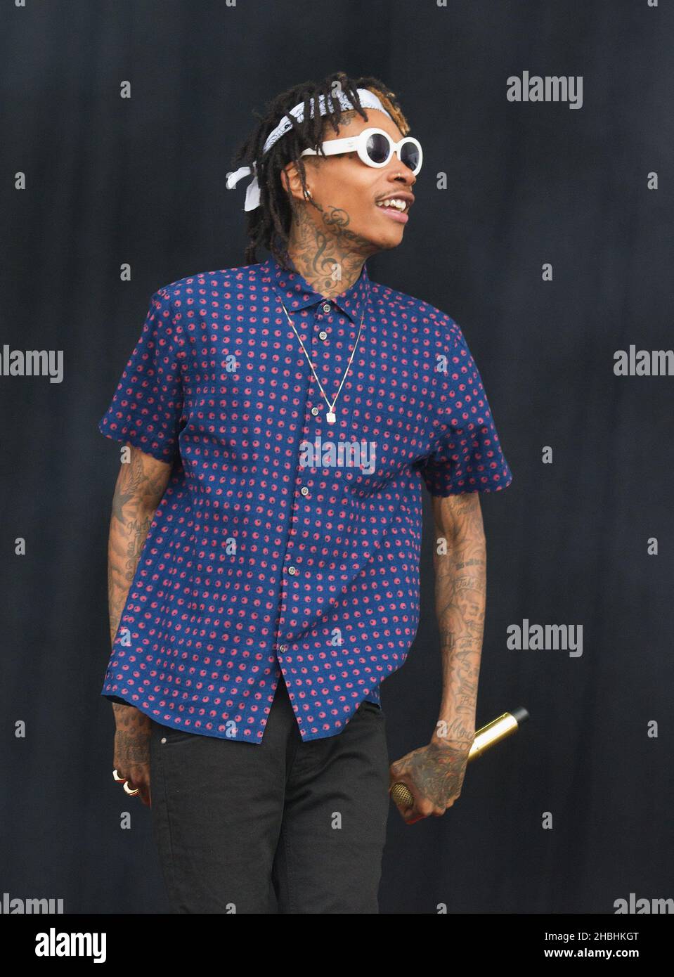 Wiz Khalifa performs on stage at Wireless Festival in Finsbury Park in ...