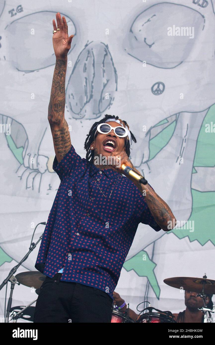 Wiz Khalifa performs on stage at Wireless Festival in Finsbury Park in ...