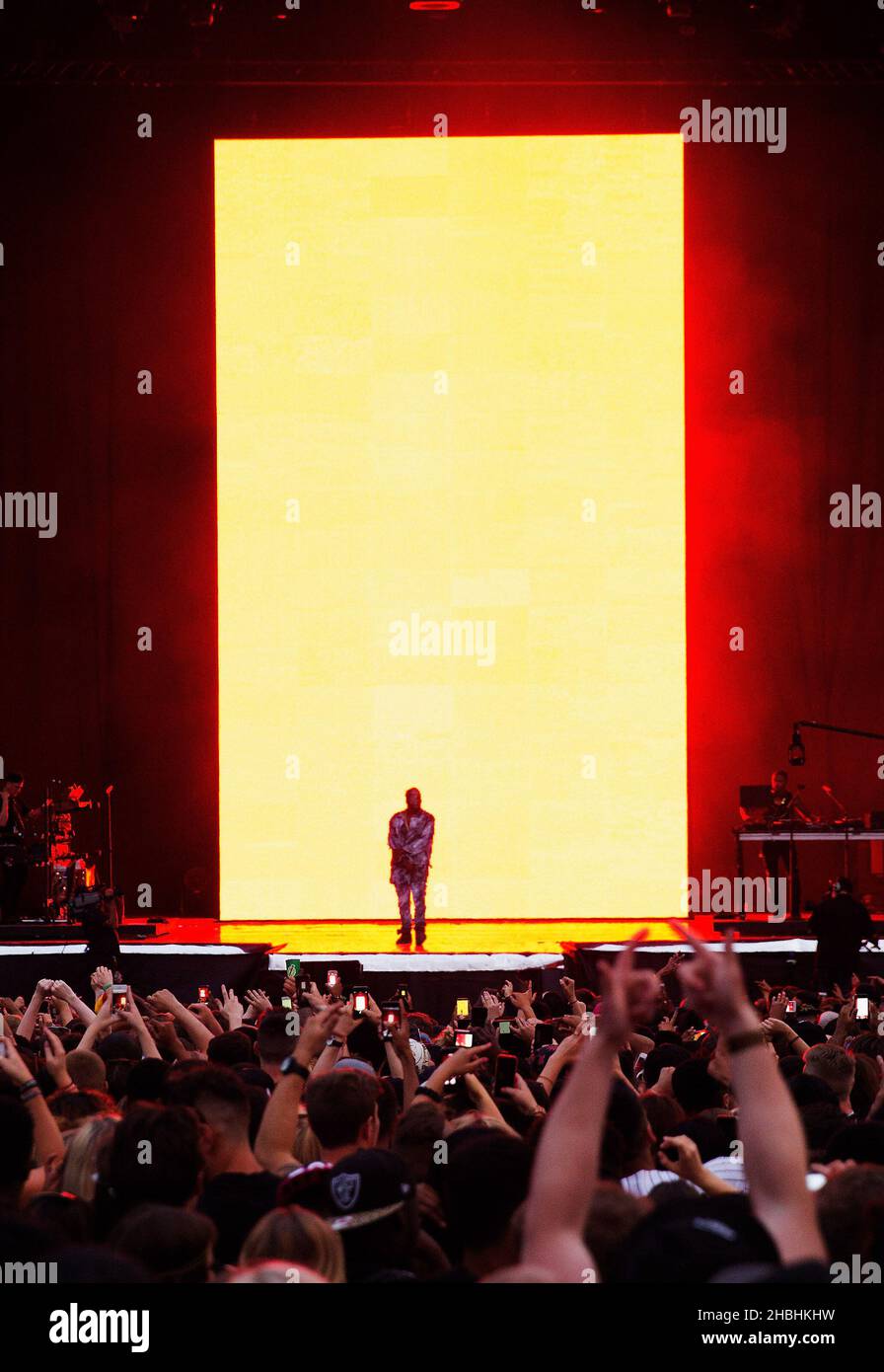 Kanye West performs on stage at Wireless Festival in Finsbury Park in ...